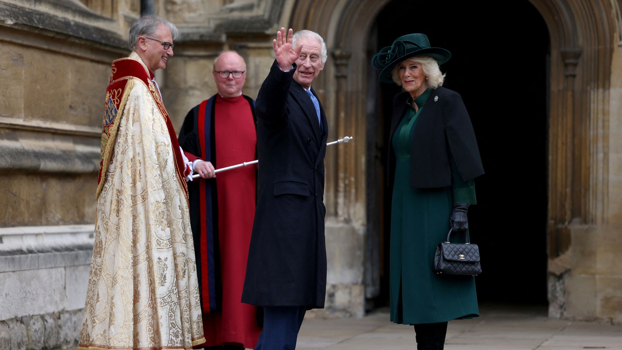 King attends Easter Sunday service but Prince and Princess of Wales ...