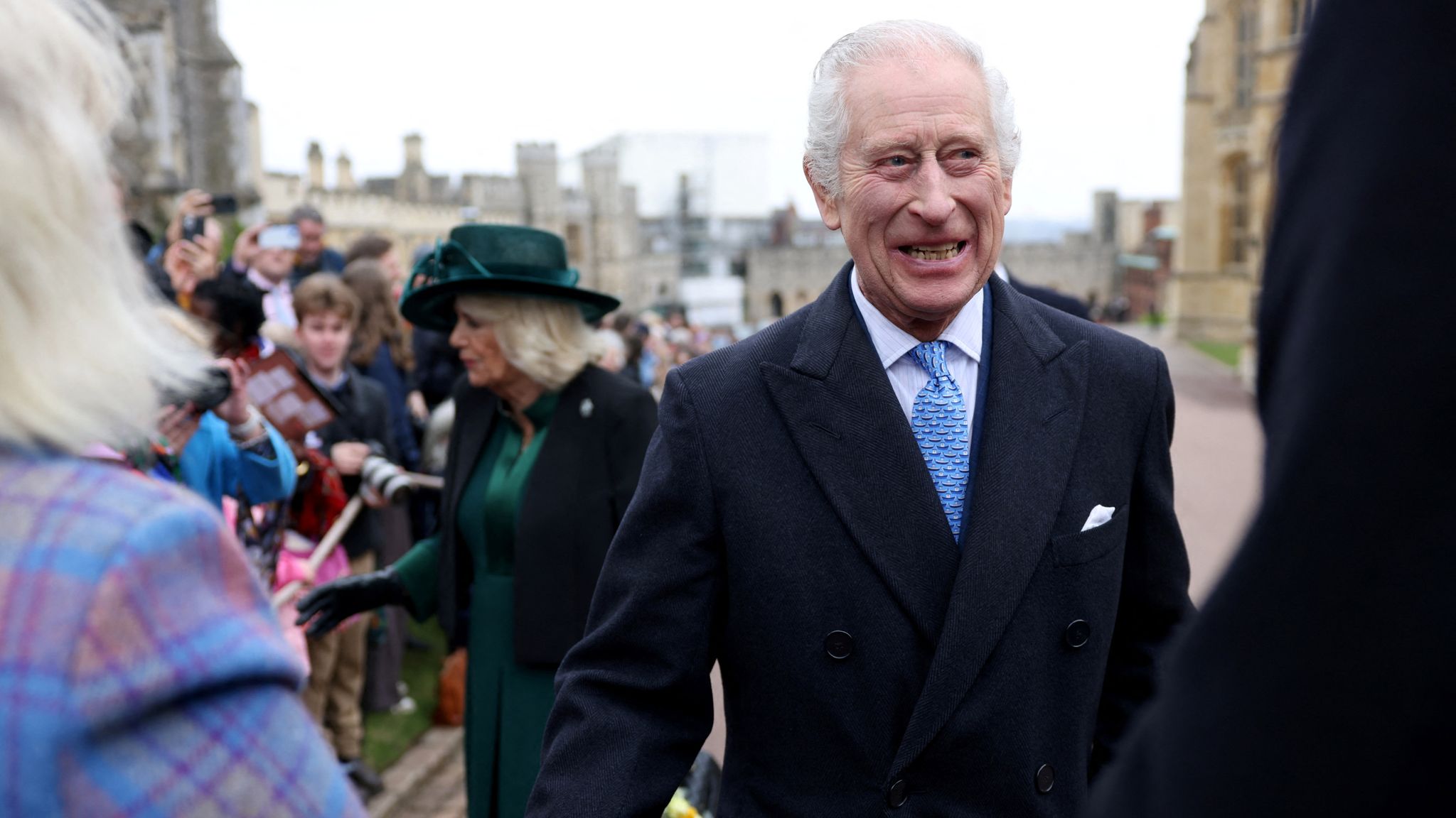 King attends Easter Sunday service but Prince and Princess of Wales ...