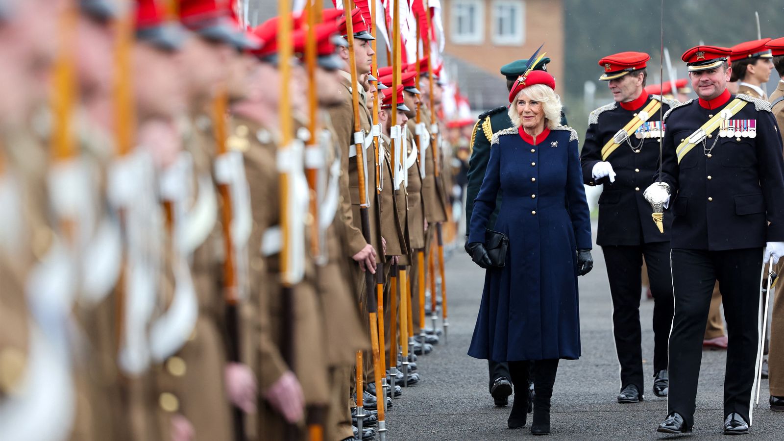Queen Camilla meets regiment - where her father served in World War Two ...