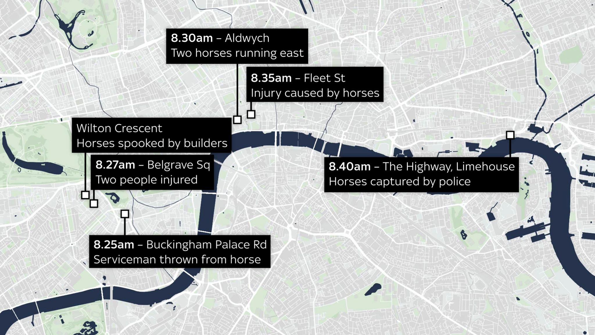 Runaway horses that bolted through London while injured pictured as ...