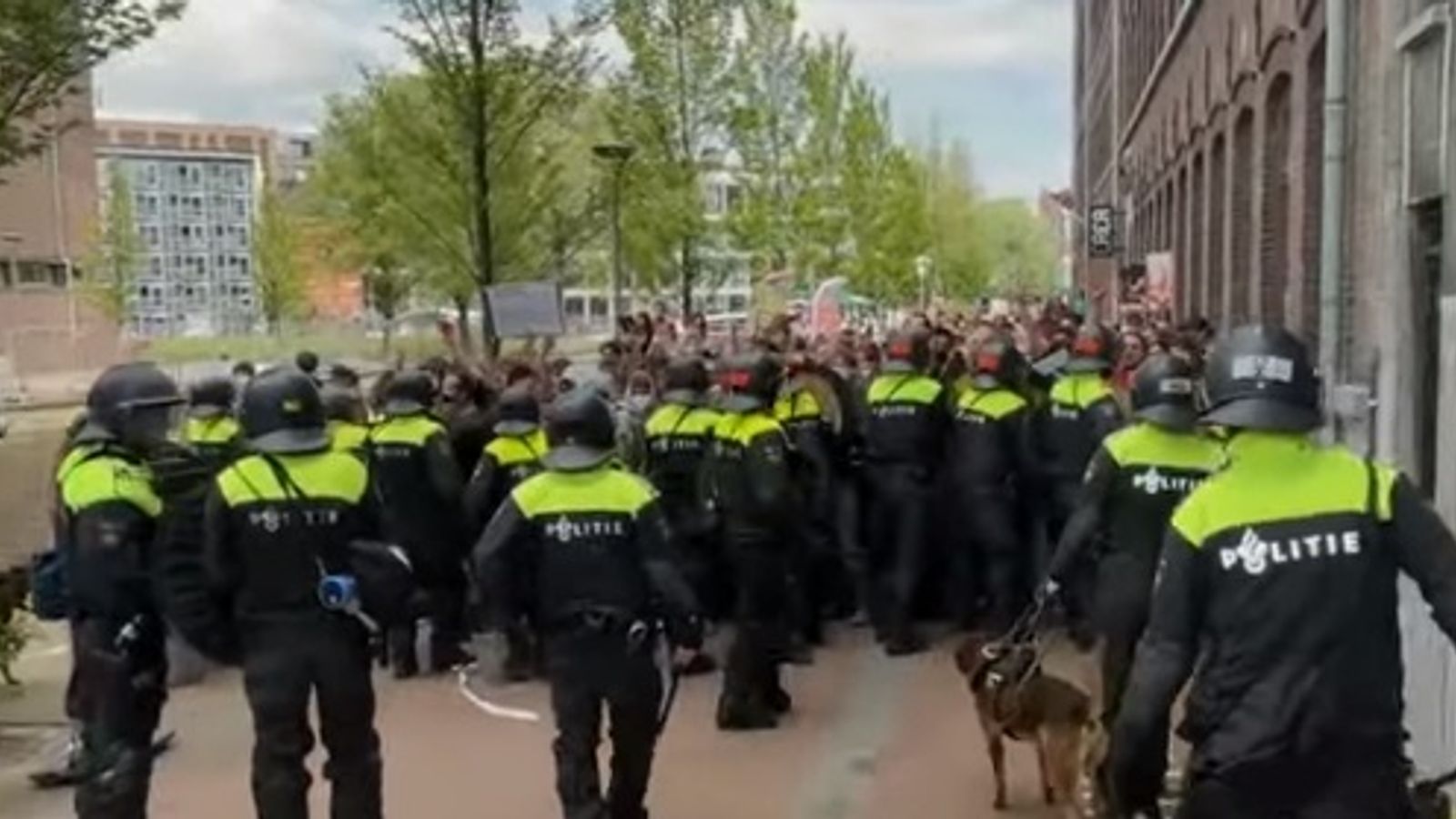 Amsterdam: Police move in after pro-Palestinian protesters occupy ...