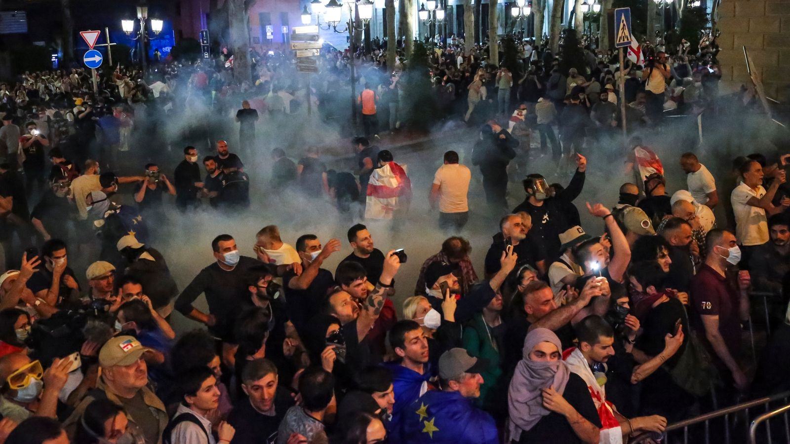 Georgia: Police use water cannon, tear gas and stun grenades to ...