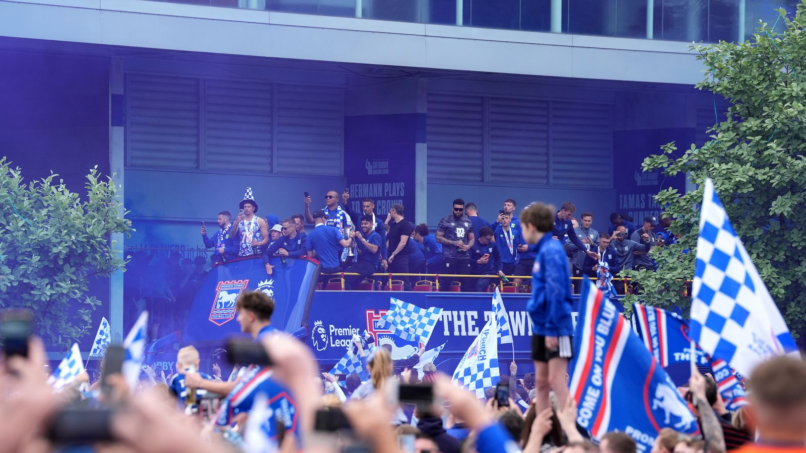 Ipswich Town Premier League bus parade | News UK Video News | Sky News