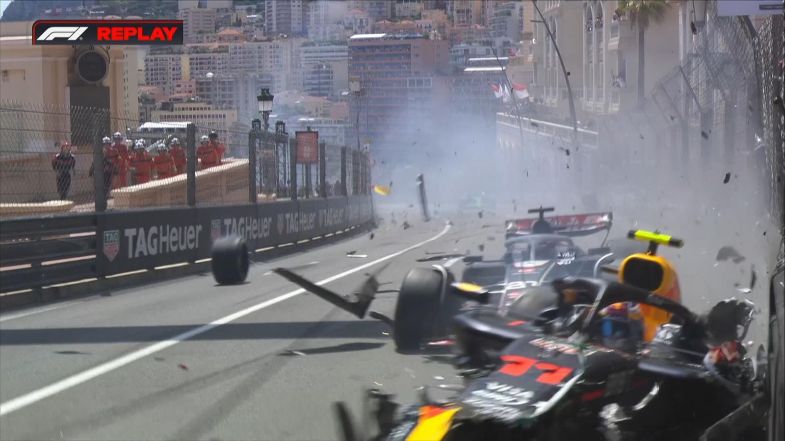 Monaco Grand Prix: First-lap crash leads to red flag | News UK Video News | Sky News