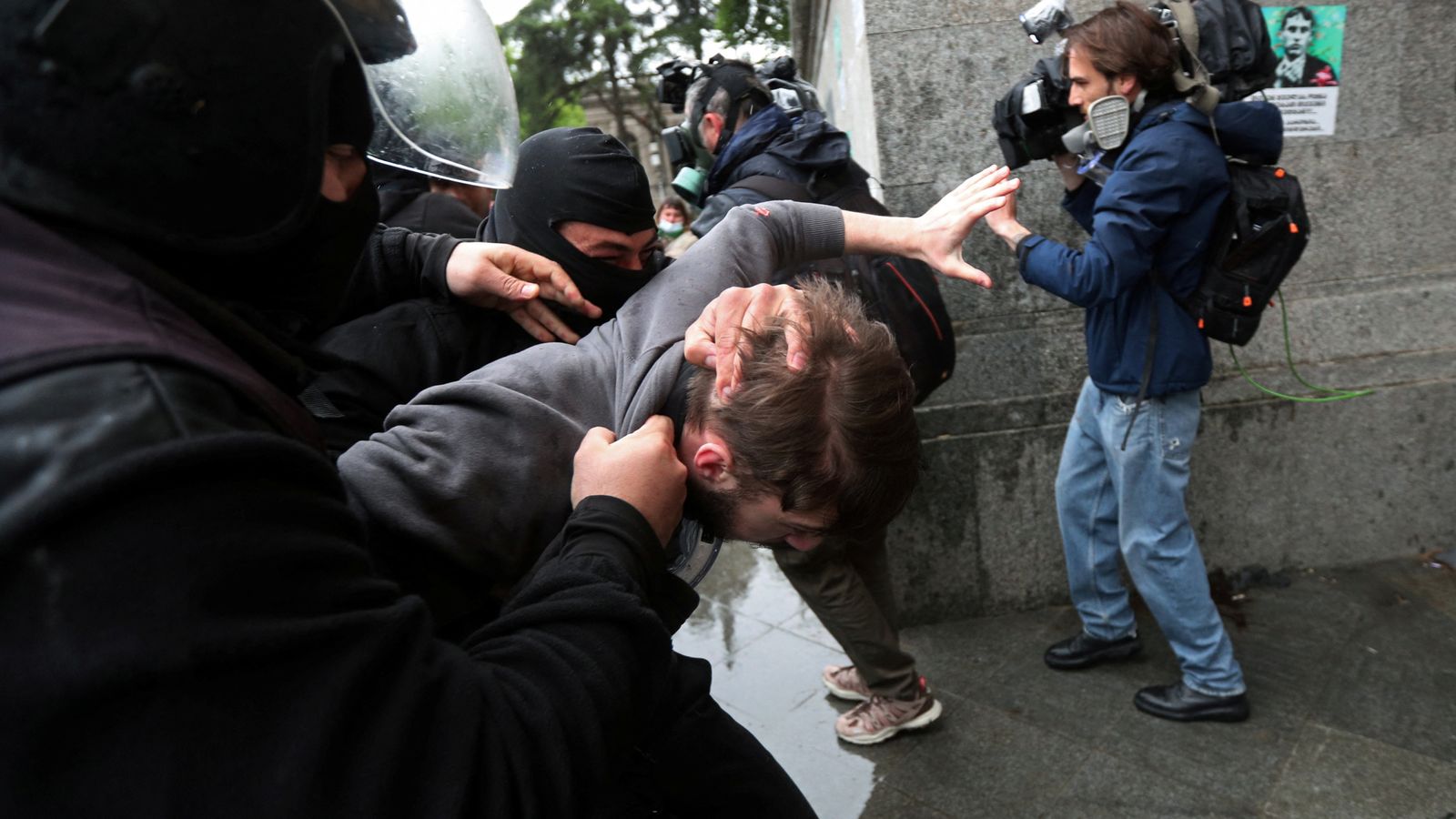 Georgia: Protesters and riot police face off outside Tbilisi parliament ...