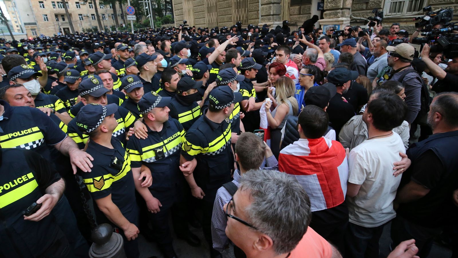 Georgia protests: Stun grenades used on demonstrators as 'Russia bill ...