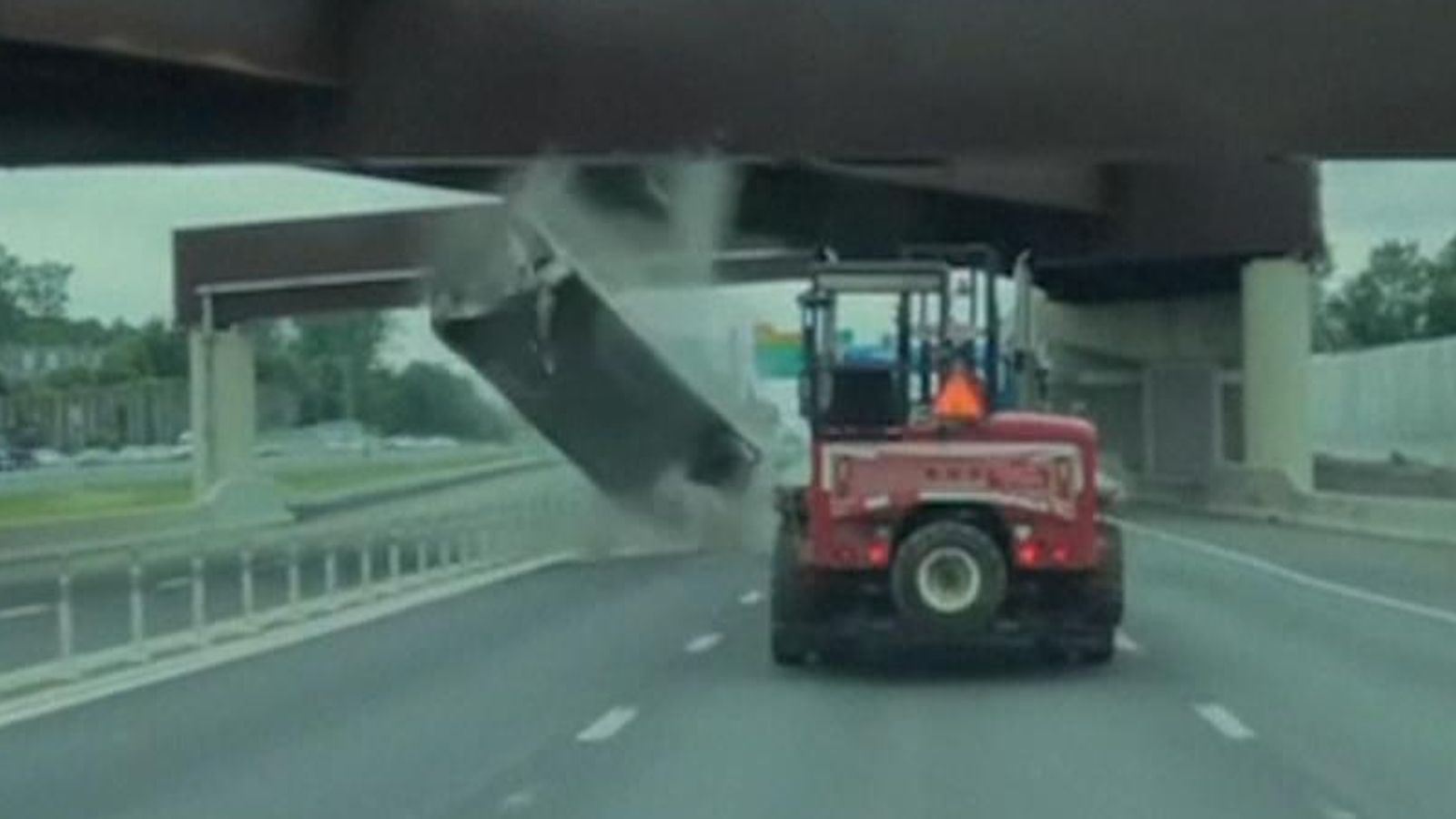 Virginia: Moment tipper truck slams into bridge | US News | Sky News