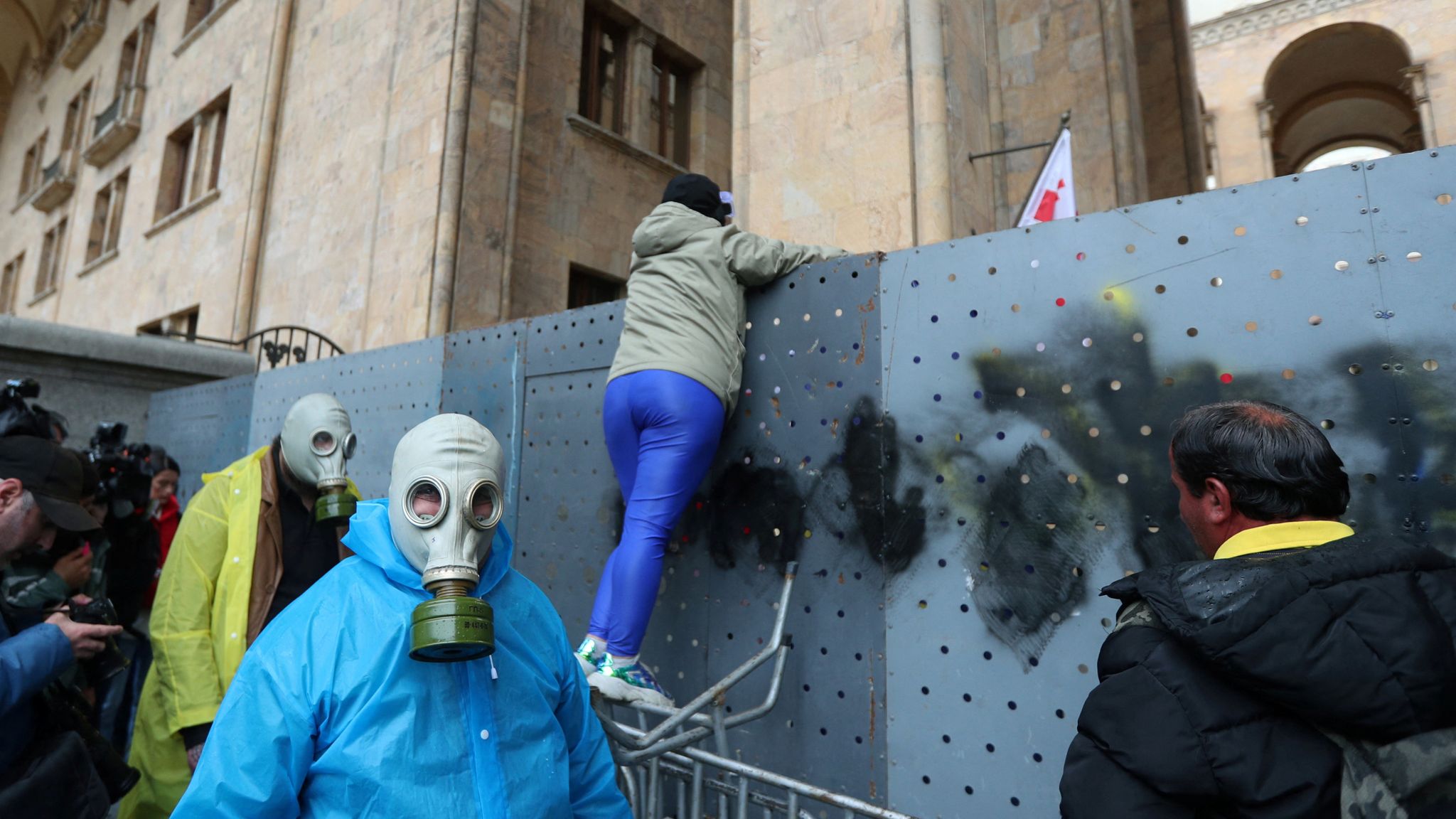 Georgia: Protesters and riot police face off outside Tbilisi parliament ...