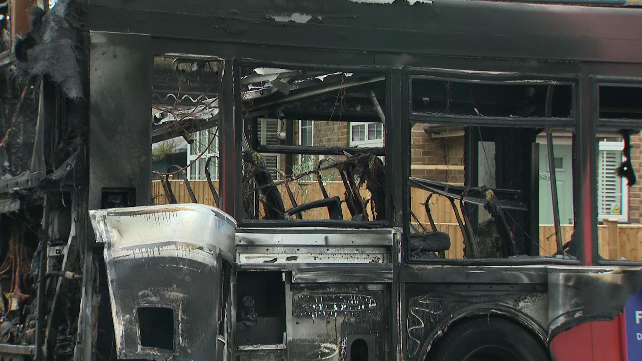 Huge fire destroys bus on road in Twickenham | UK News | Sky News