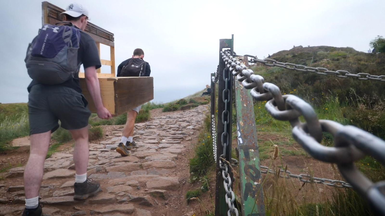 Bench Across Britain: Sky News takes bench up Edinburgh's Arthur's Seat ...