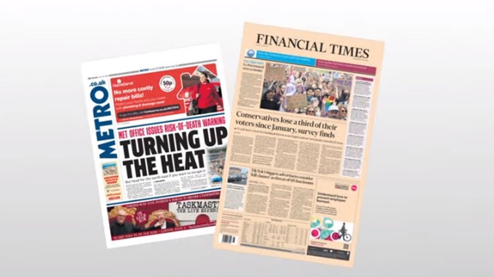 Monday's national newspaper front pages | UK News | Sky News