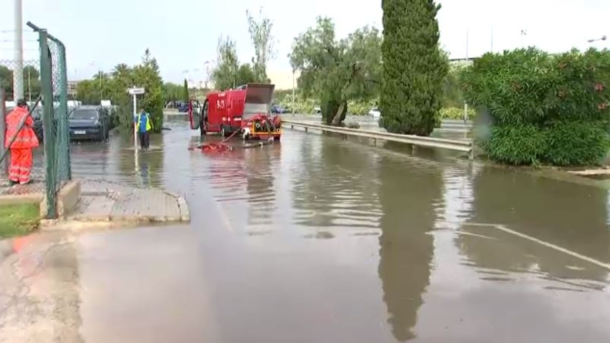 Majorca airport hit by storm with planes grounded after runway flooded ...