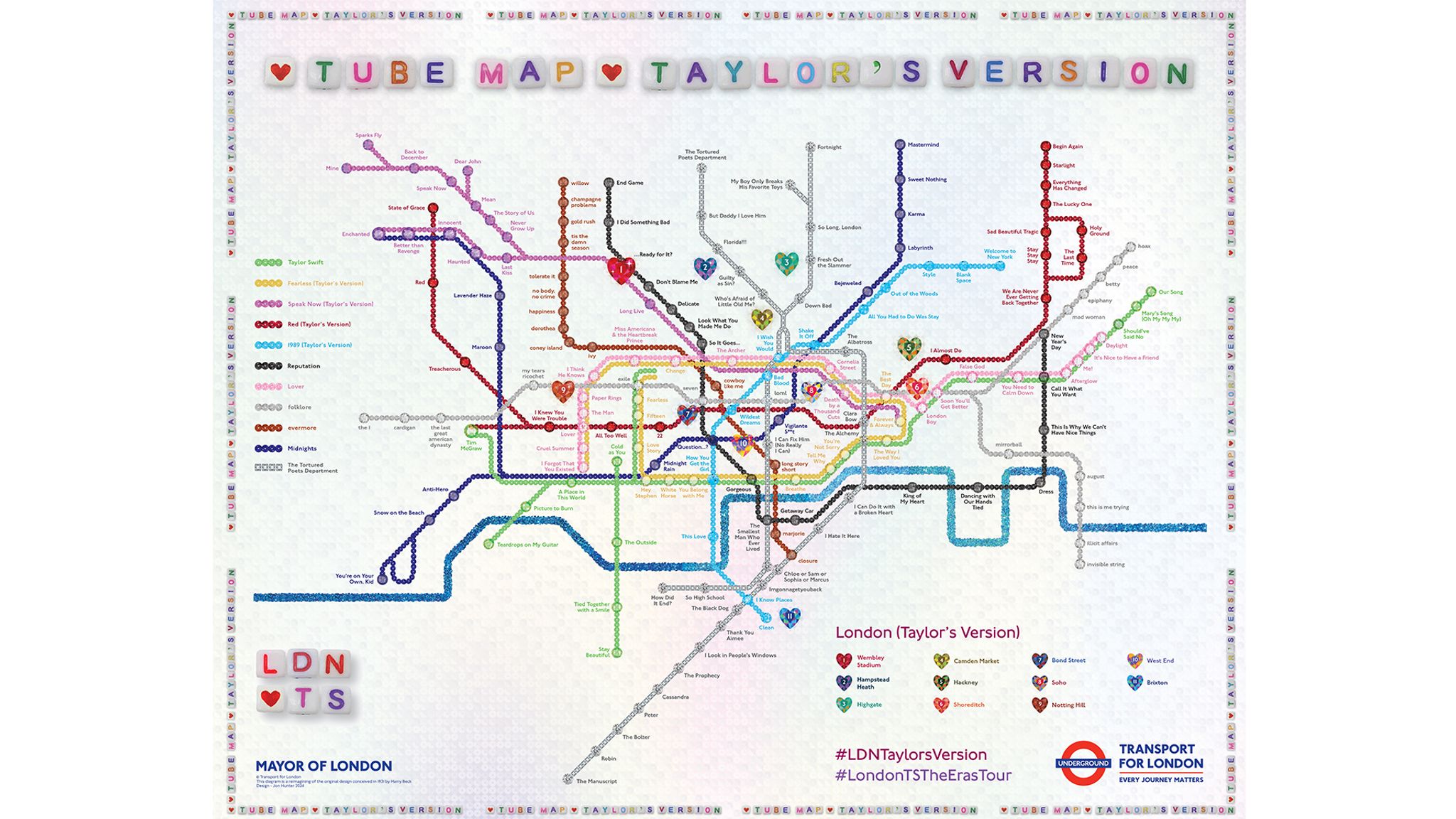 Taylor Swift Tube map released as Wembley Stadium hosts London Eras ...