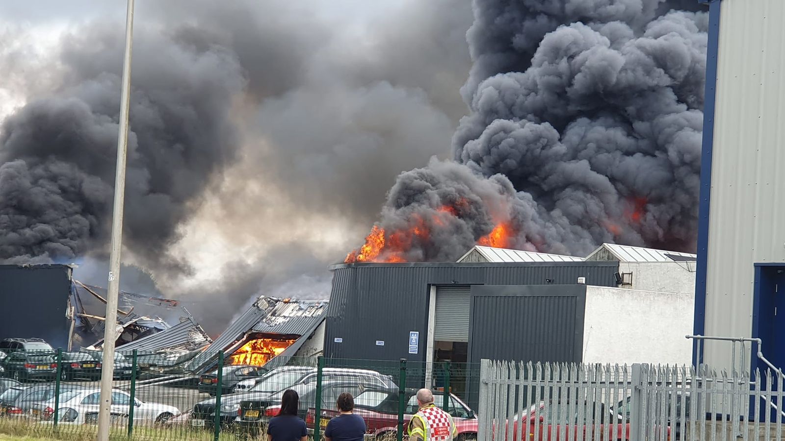 Fire crews battle huge blaze at Houston Industrial Estate in Livingston | UK News | Sky News