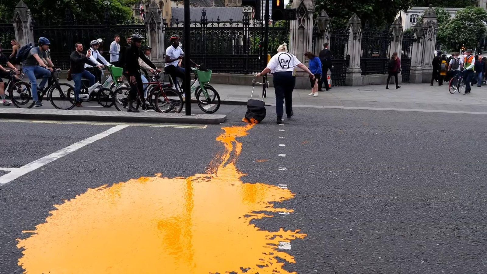 Just Stop Oil activists paint Parliament Square orange in latest ...
