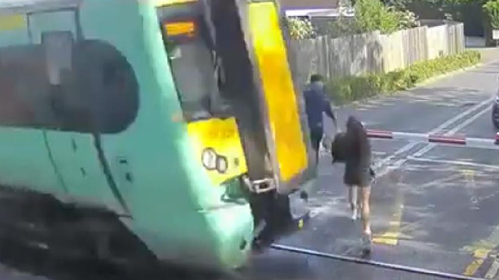CCTV captures dangerous near misses at level crossings | UK News | Sky News