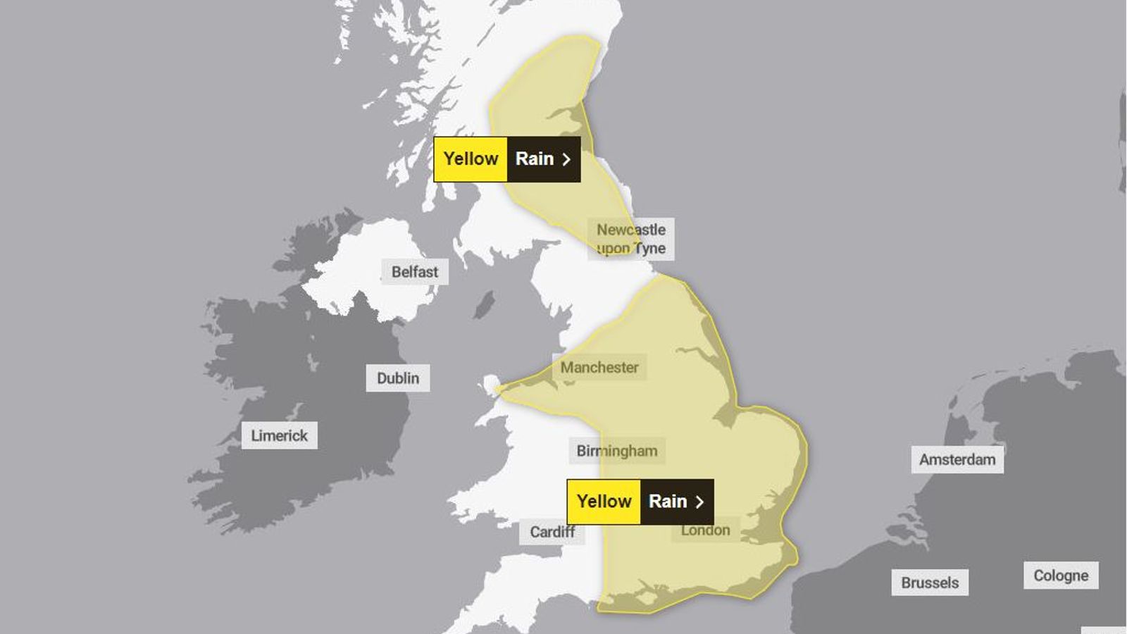 UK weather forecast: Flood risk as three separate yellow warnings ...