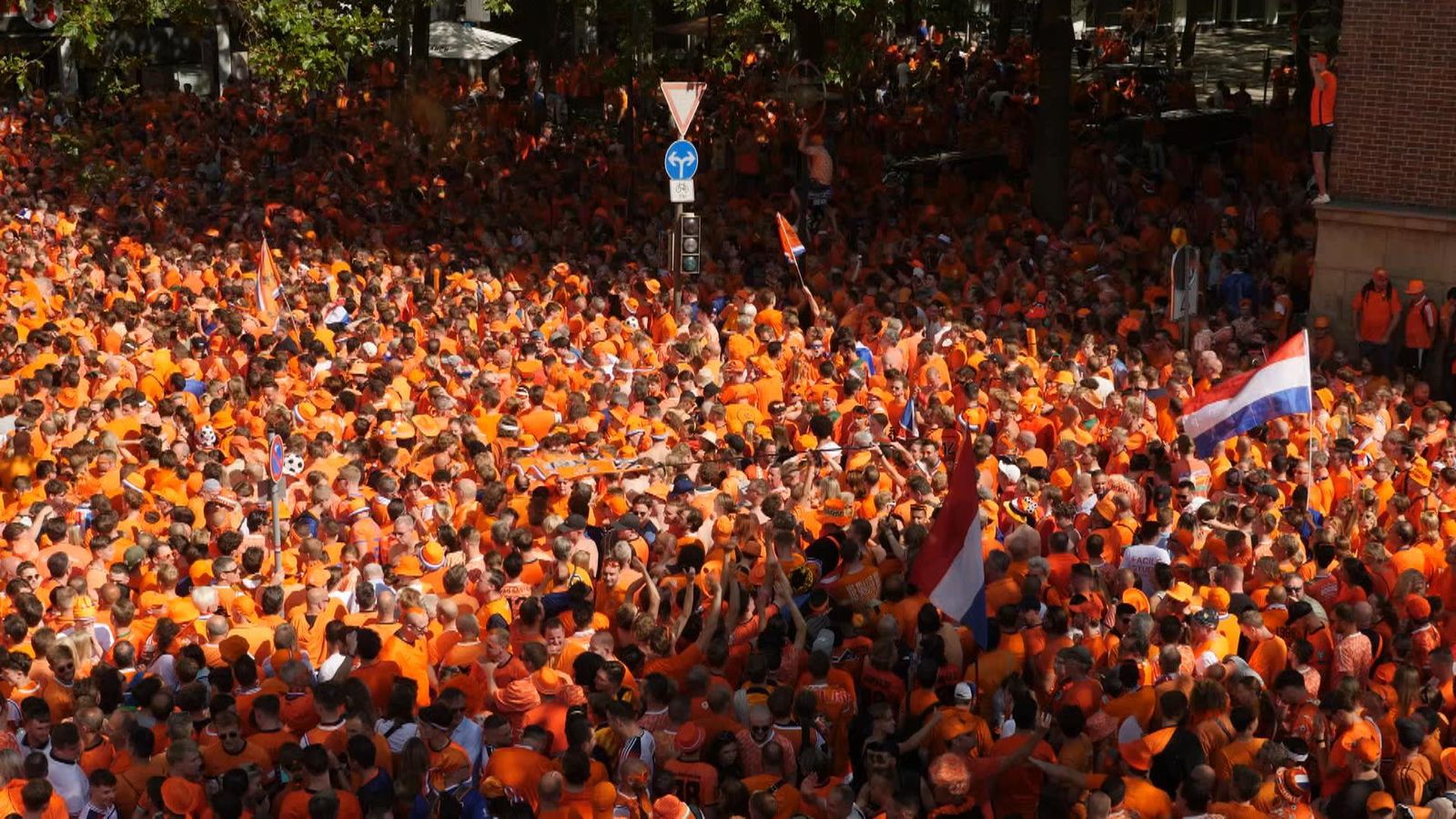 Sea of orange Dutch fans head to stadium ahead of England V The ...