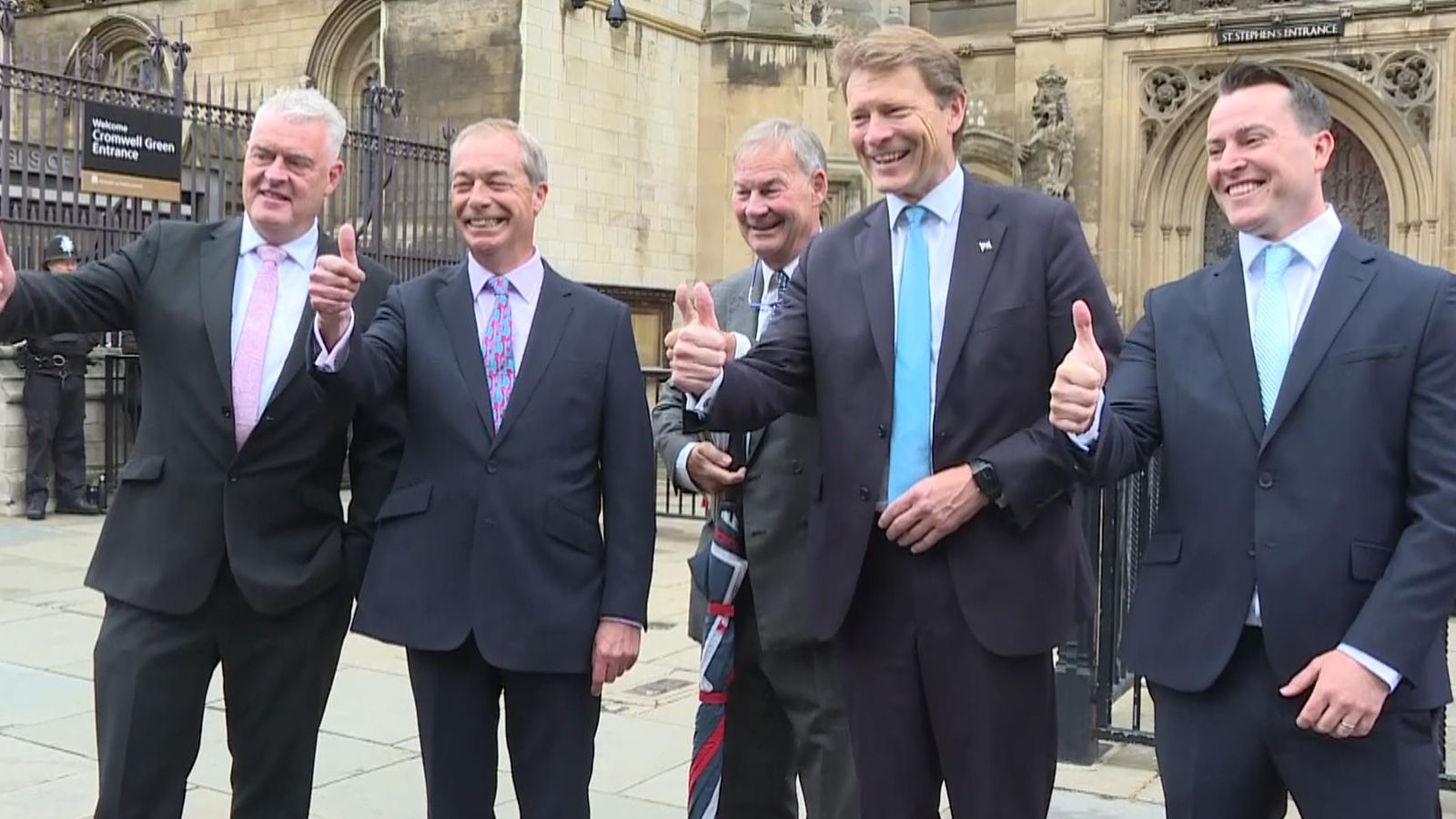 Nigel Farage's Reform UK MPs arrive at parliament | Politics News | Sky News