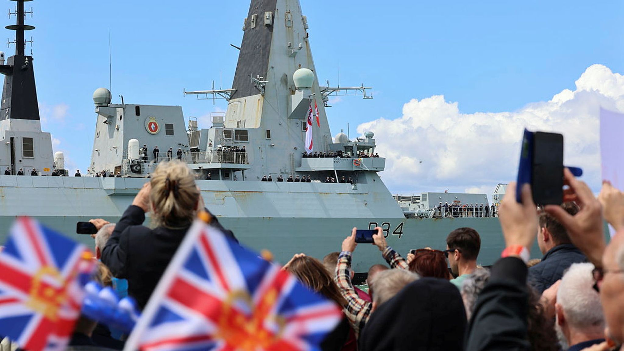 Warship returns after landmark trip - but helicopter issue means ...