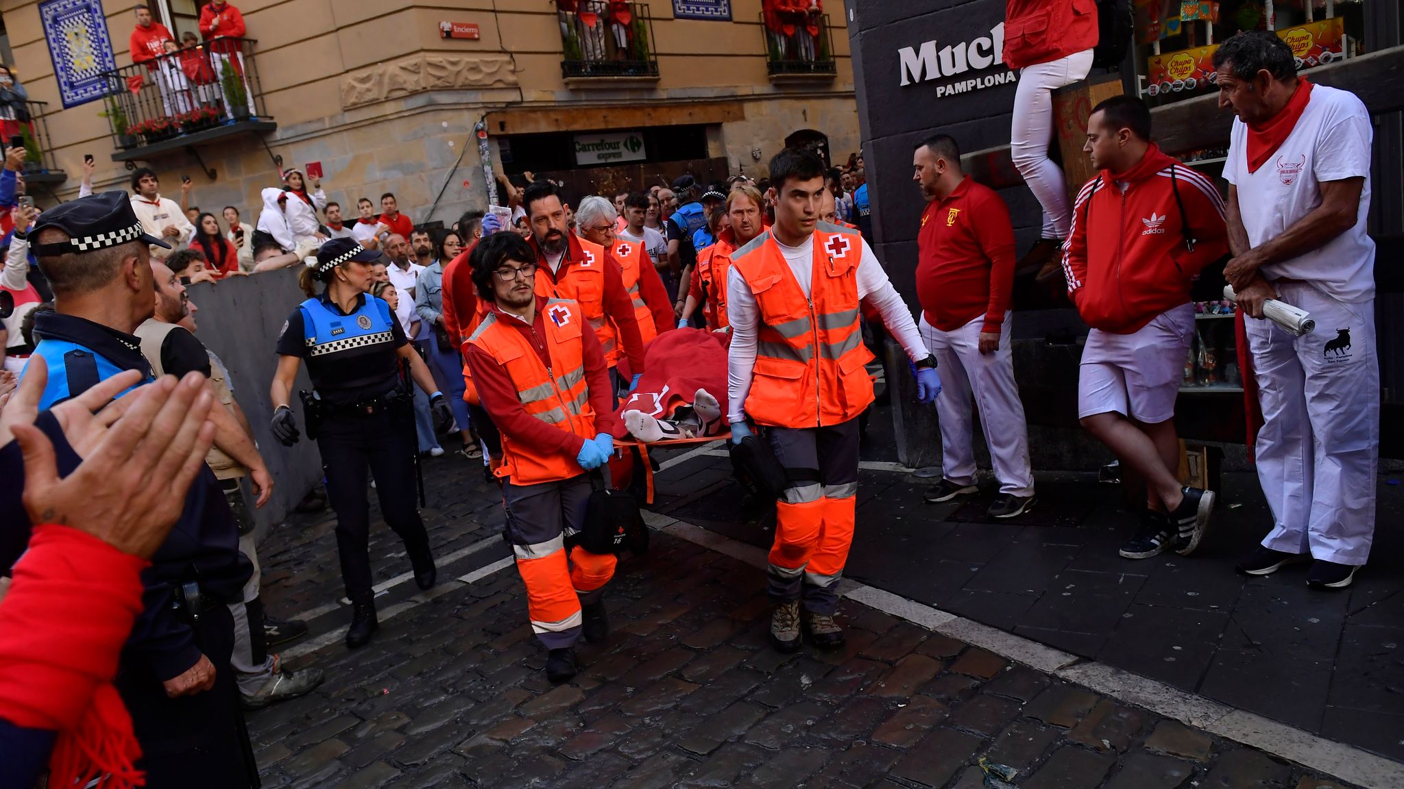 Six injured, including one gored, on first day of annual bull run in ...