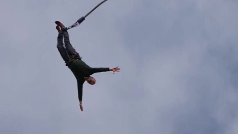 East Sussex: Liberal Democrats leader Sir Ed Davey bungee jumps into ...