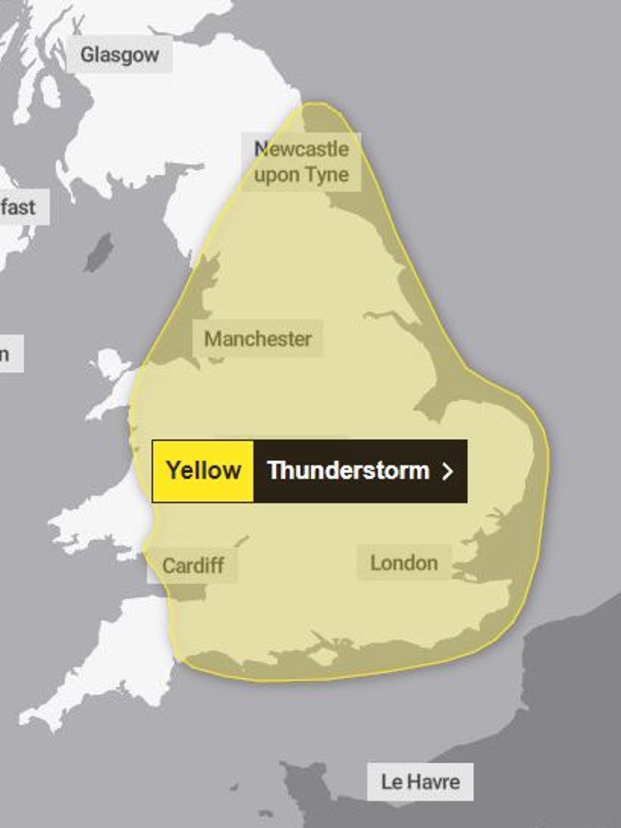 Thunderstorms and lightning bring risk of flooding to parts of England ...
