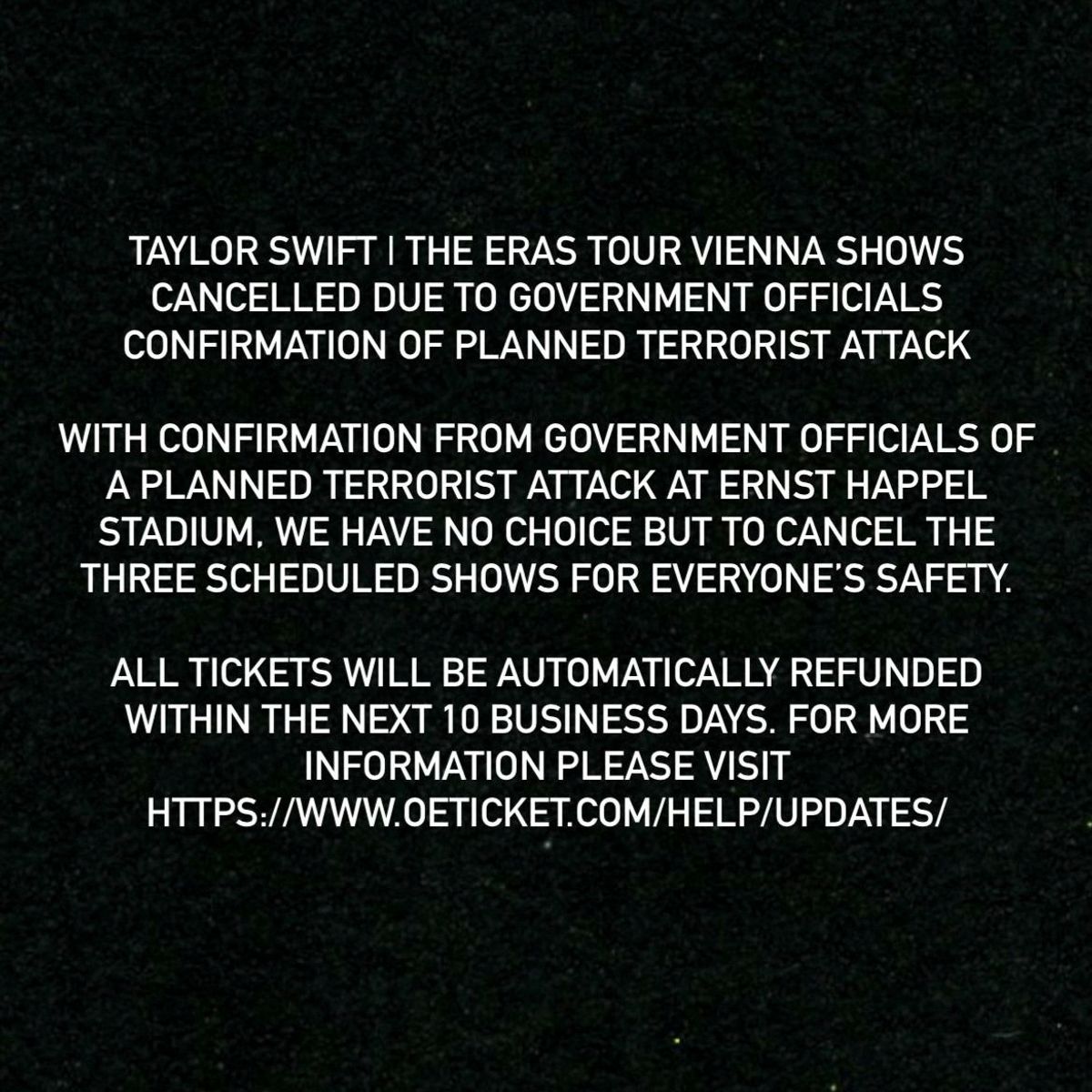 Three Taylor Swift concerts cancelled after two men arrested in Austria over suspected terror ...