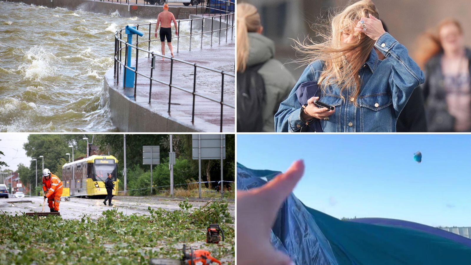 UK weather latest: Watch tents fly across festival as 73mph winds hit ...