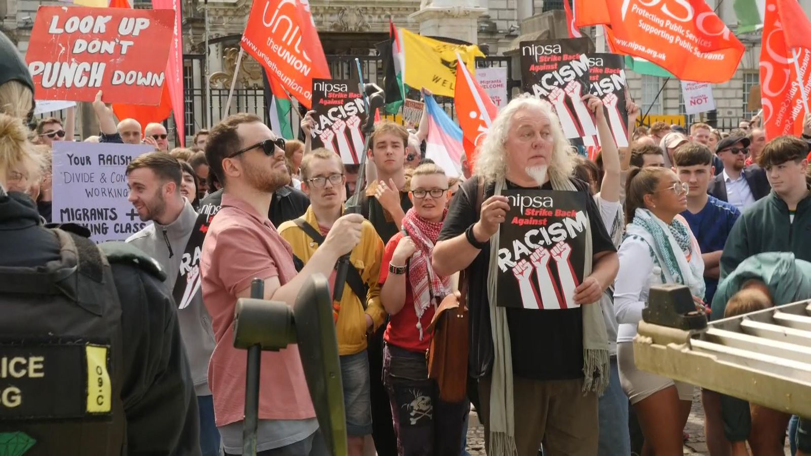Anti-immigration and counter protesters gather in Belfast | UK News ...
