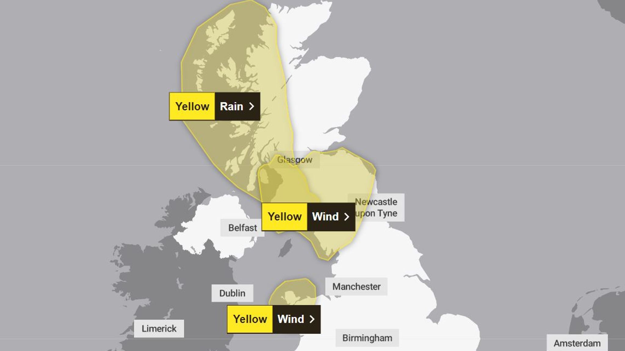 UK weather: Met Office issues yellow wind warning as 60mph gusts could ...