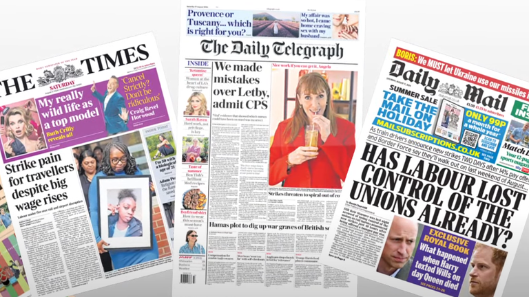 Press Preview: Saturday's papers | News UK Video News | Sky News