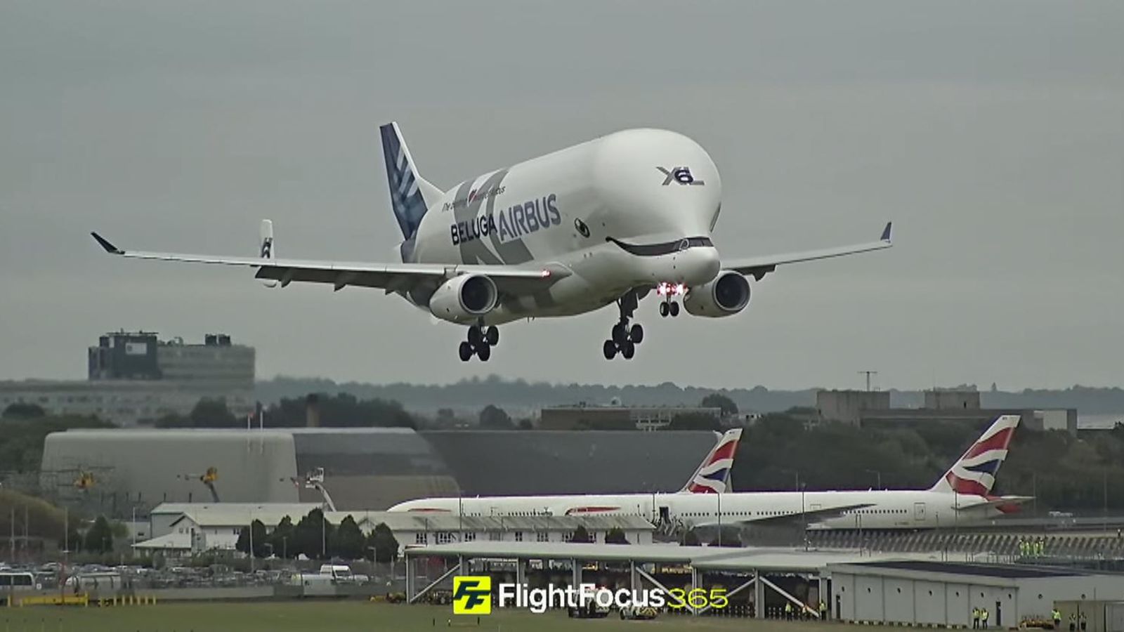 Airbus Beluga lands at London's Heathrow Airport | UK News | Sky News