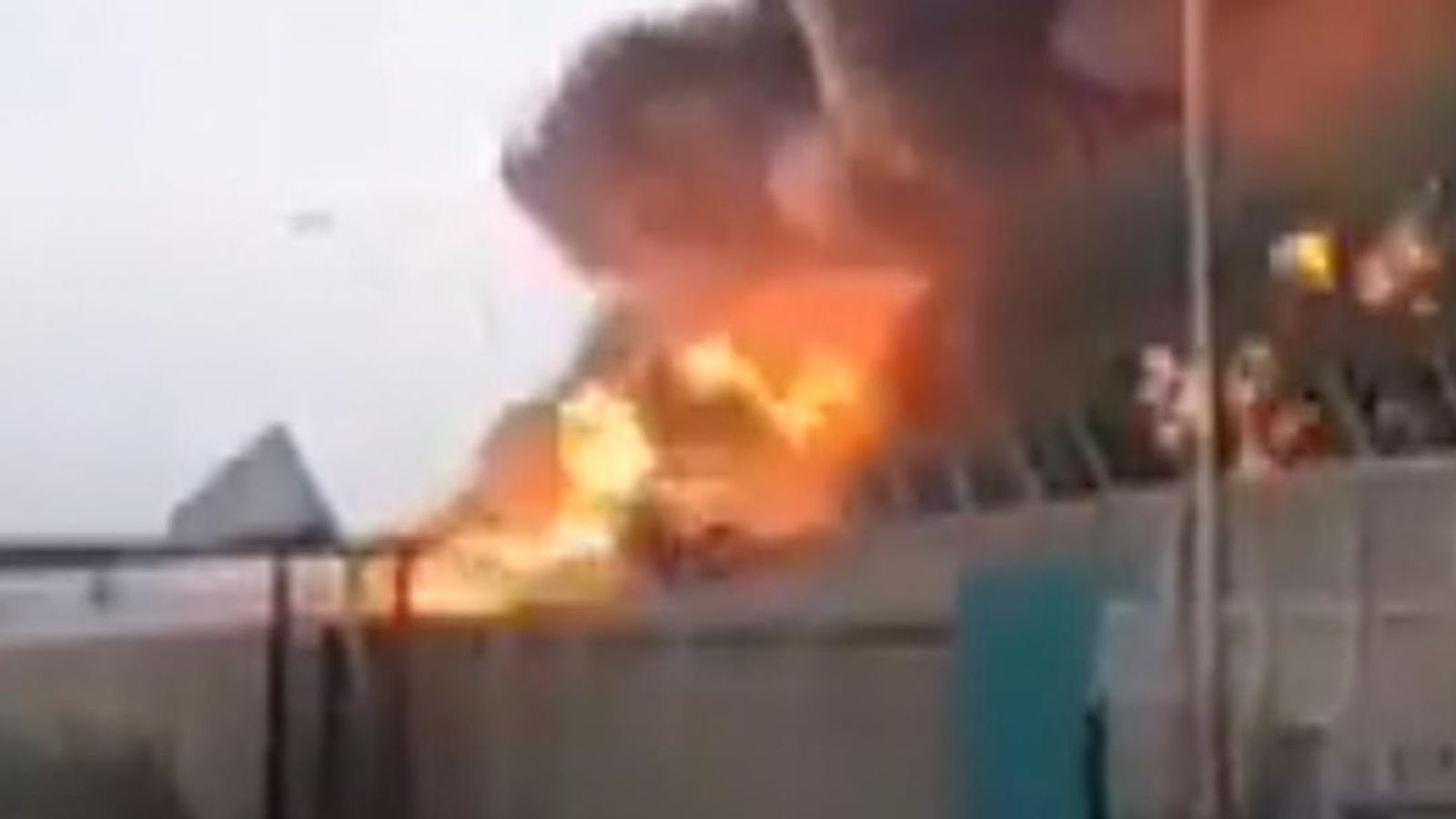 Huge blaze explodes after Israel strikes power station and seaport in ...