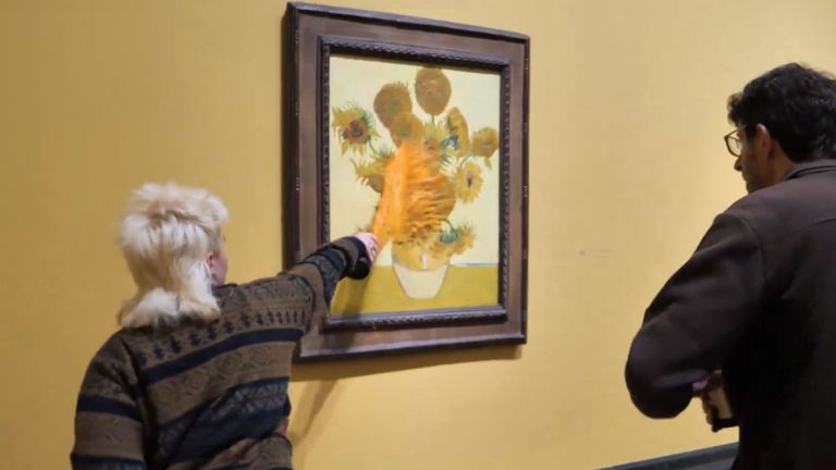 Just Stop Oil activists throw soup at Van Gogh paintings after ... Just Stop Oil activists throw soup at Van Gogh paintings after ...