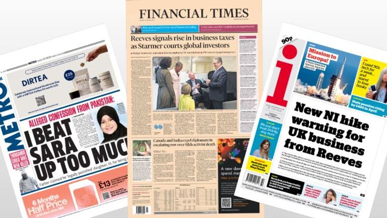 Press Preview: Saturday's front pages | News UK Video News | Sky News