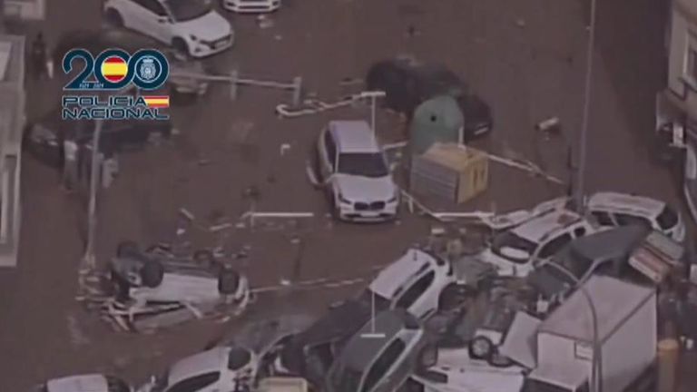 Aerial footage from police shows Spain flood devastation | World News ... Aerial footage from police shows Spain flood devastation | World News ...
