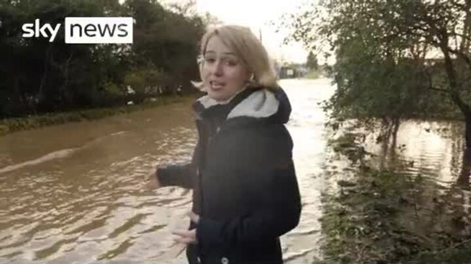 Truck makes waves as Sky correspondent reports on flood | UK News | Sky ...