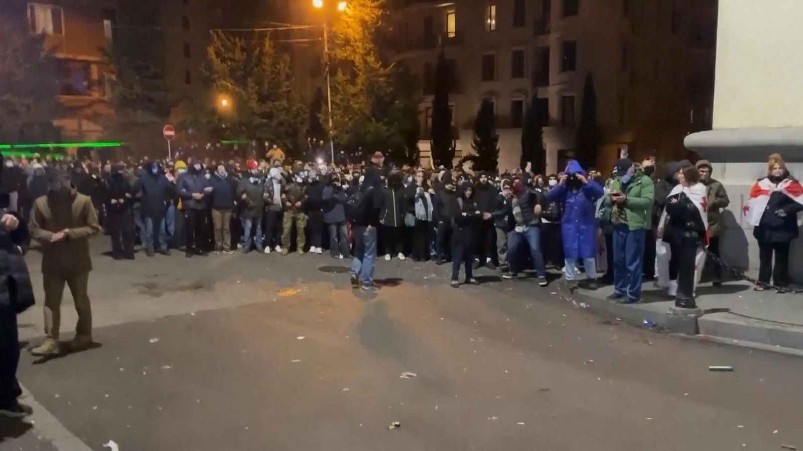 Police use water cannon on Georgian protesters | World News | Sky News