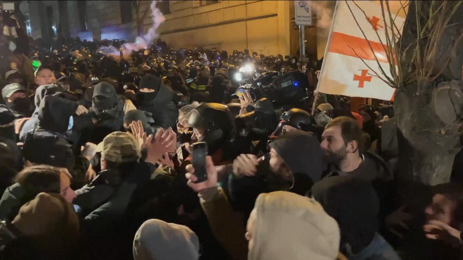 Protesters in Georgia clash with police | World News | Sky News