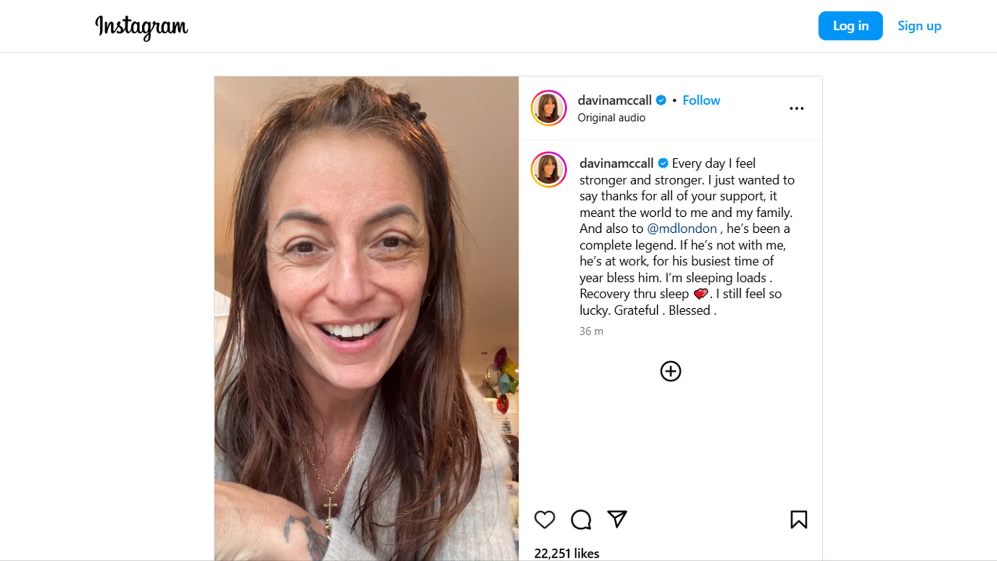 Davina McCall feeling 'stronger and stronger' after brain tumour ...