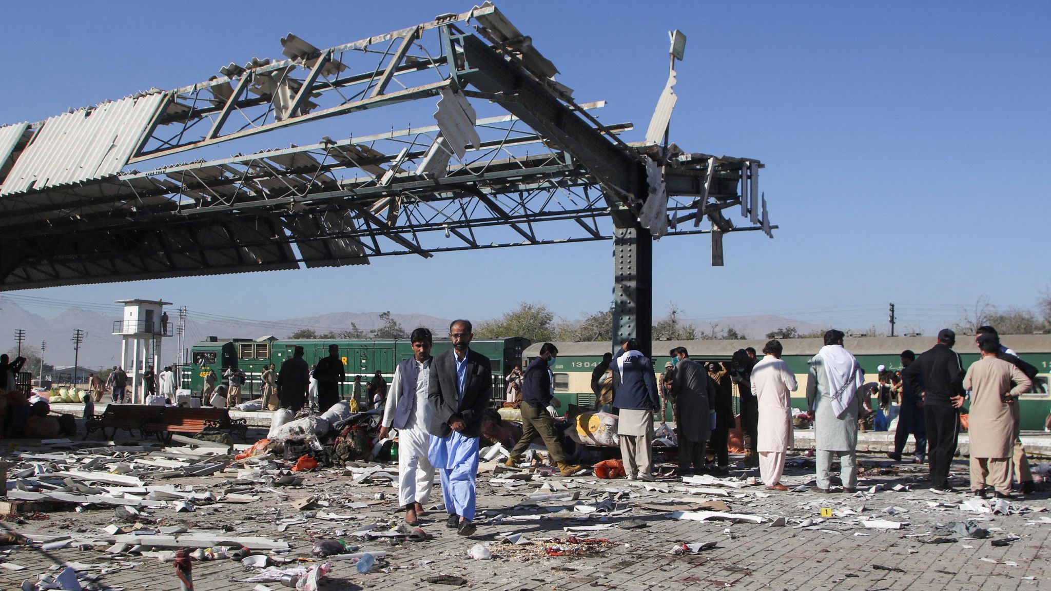 Pakistan: At least 26 killed in train station bomb blast | World News | Sky News