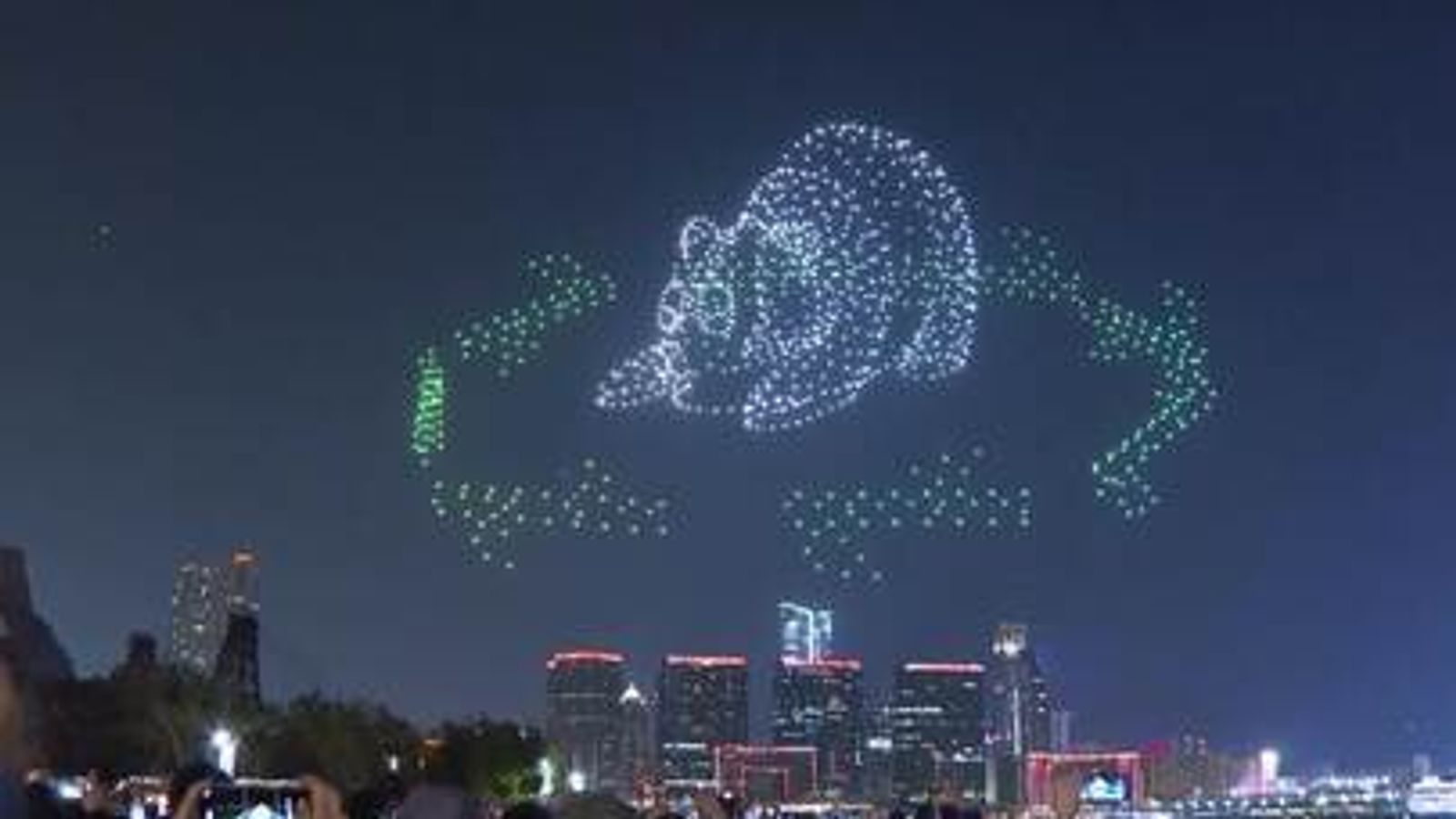 Hong Kong hosts first panda-themed drone show | World News | Sky News