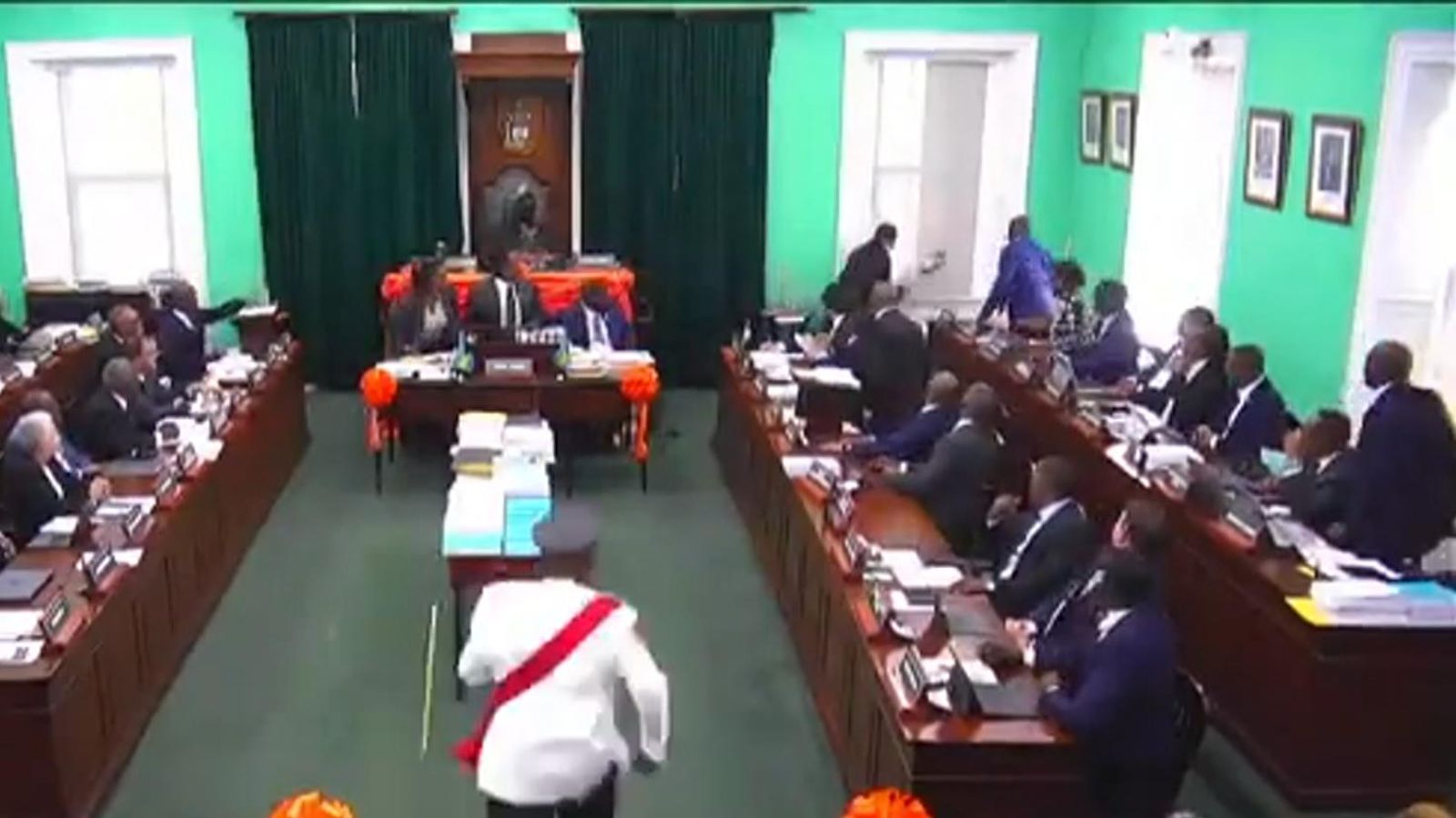 Bahamas MP throws ceremonial mace out of the window | World News | Sky News