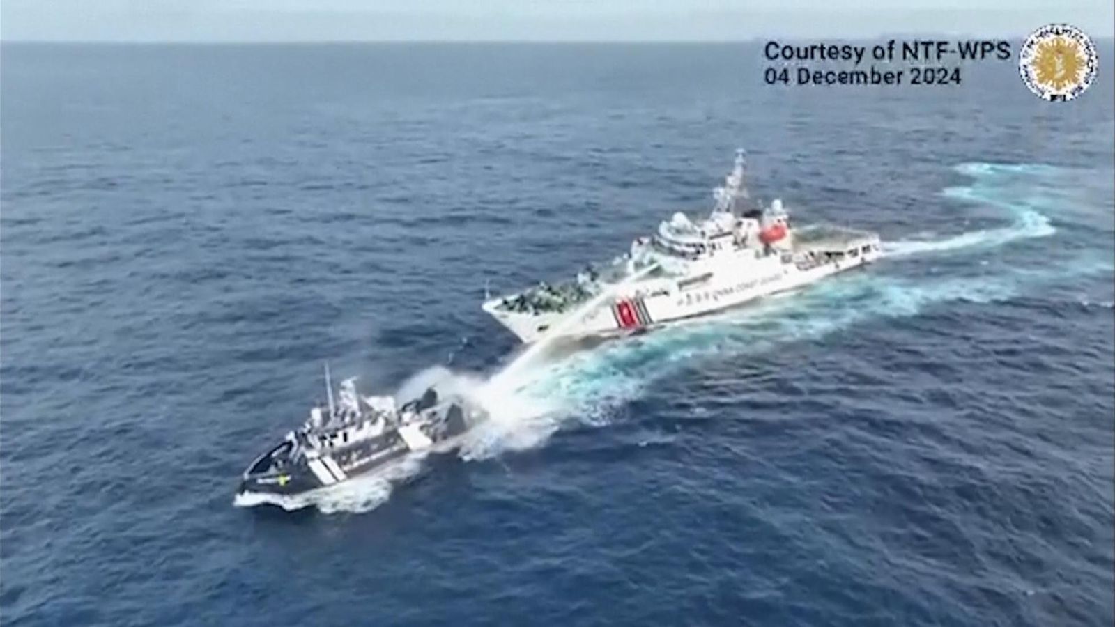 Chinese Coast Guard uses water cannon on patrol vessel in South China ...