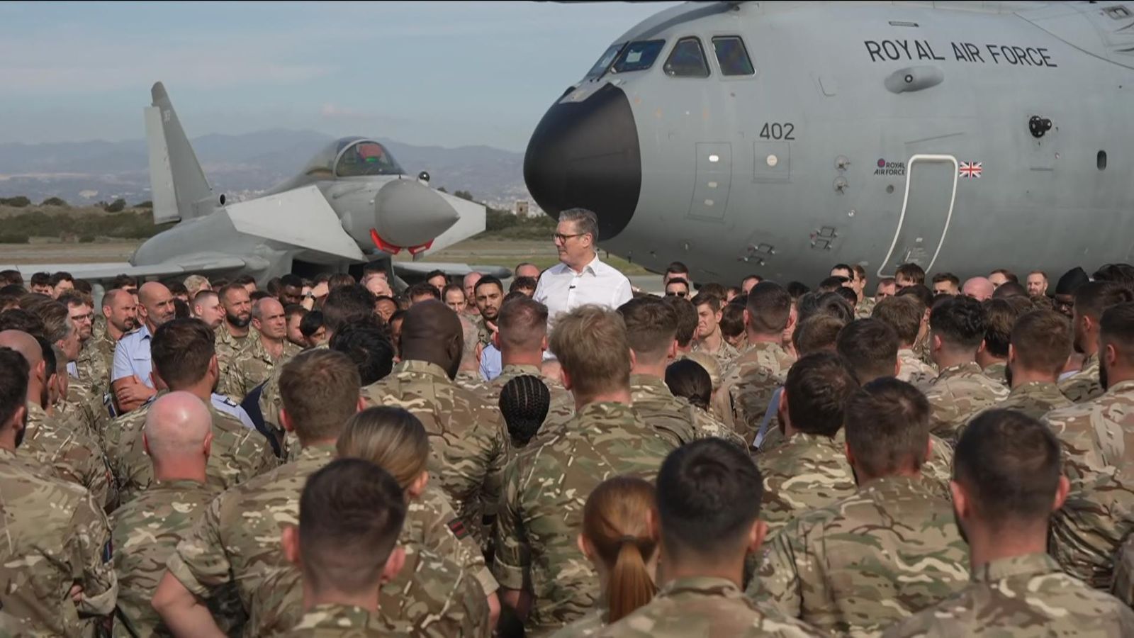 Prime Minister Sir Keir Starmer thanks troops at RAF base in Cyprus ...