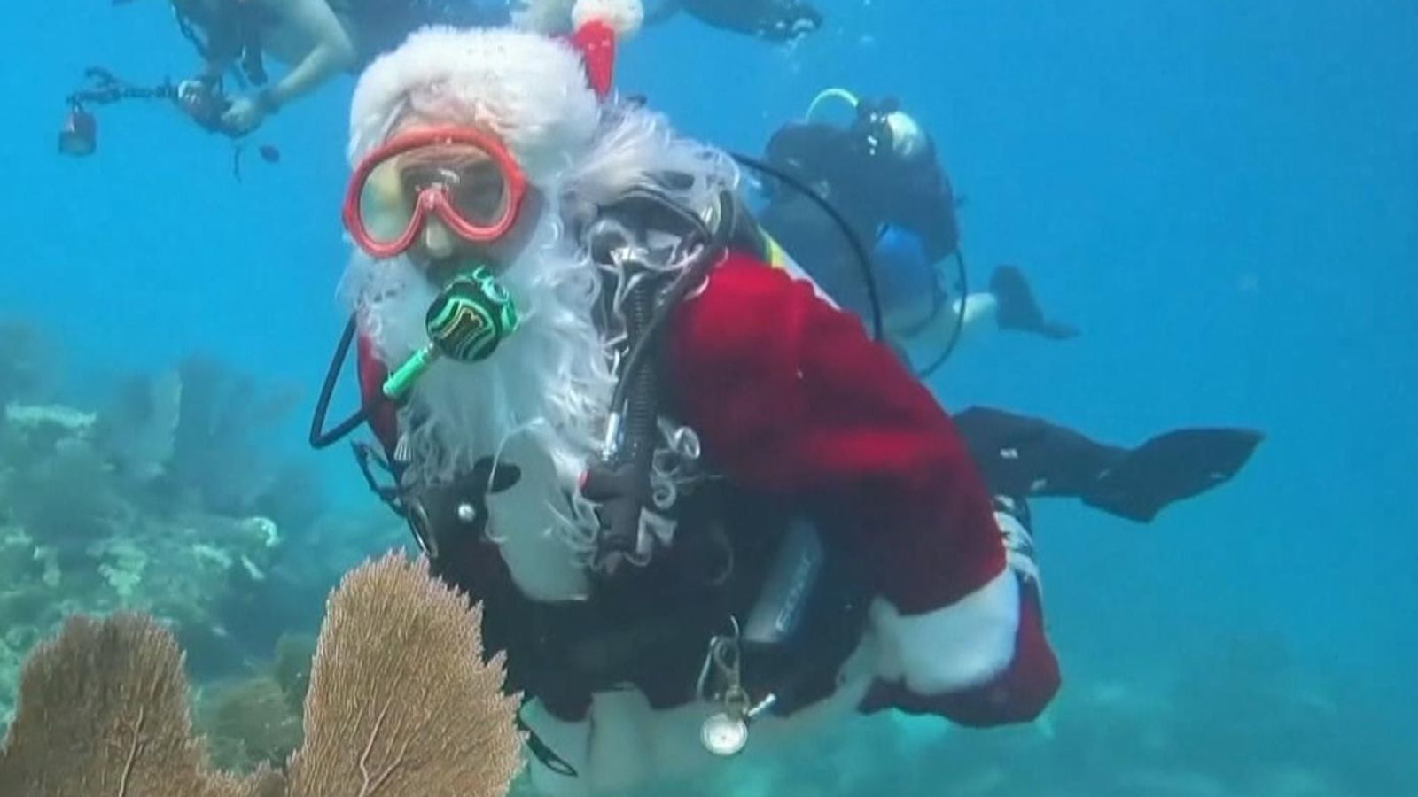 Father Christmas spotted scuba diving in Florida | Offbeat News | Sky News