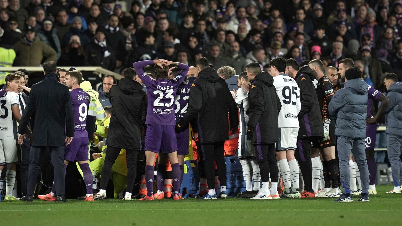 Footballer Edoardo Bove 'awake' and 'alert' after collapsing on pitch ...