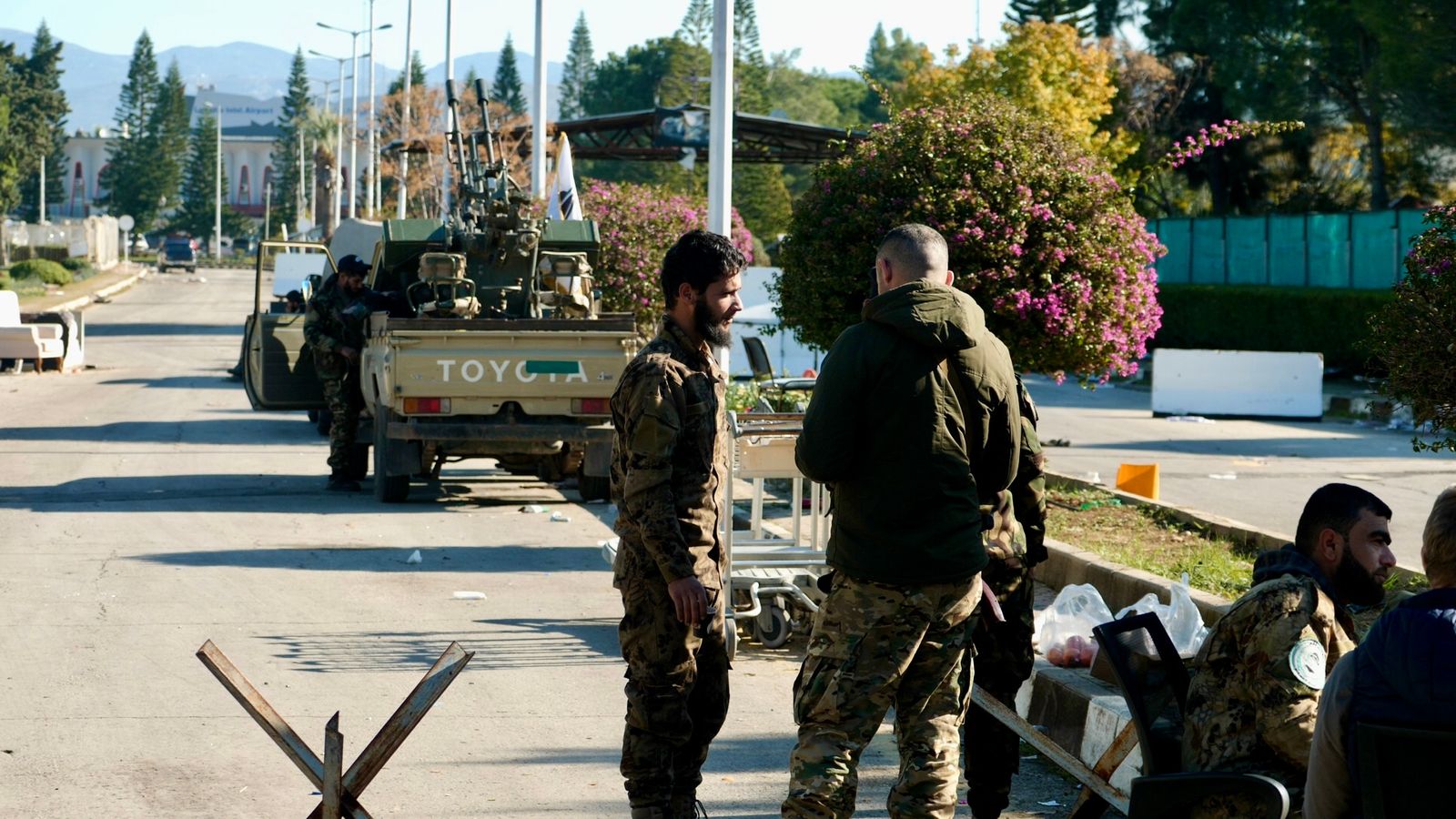 Jets scream overhead and soldiers drop down into gun turrets - outside ...