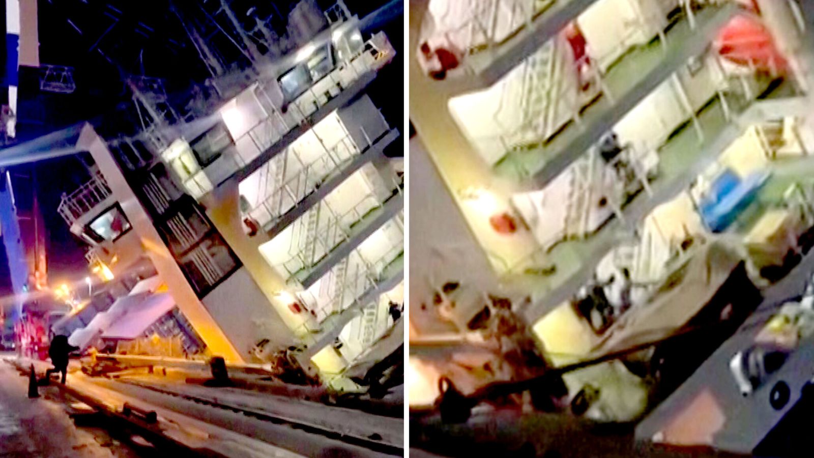 Containers fall into sea after ship tilts sideways at Istanbul's ...